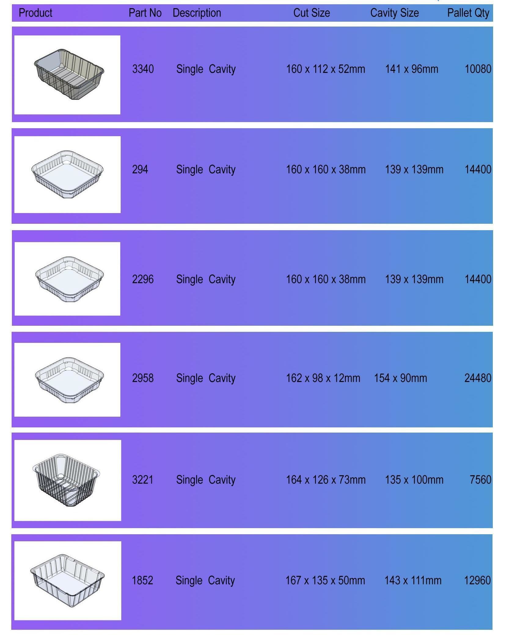 Plastic tray Food trays Bakery tray SOT and open trays